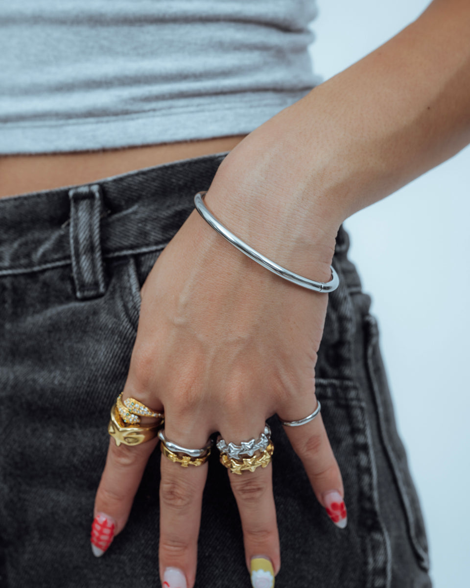 Everyday Stackable Halo Bangle – Stay Golden HI Jewelry