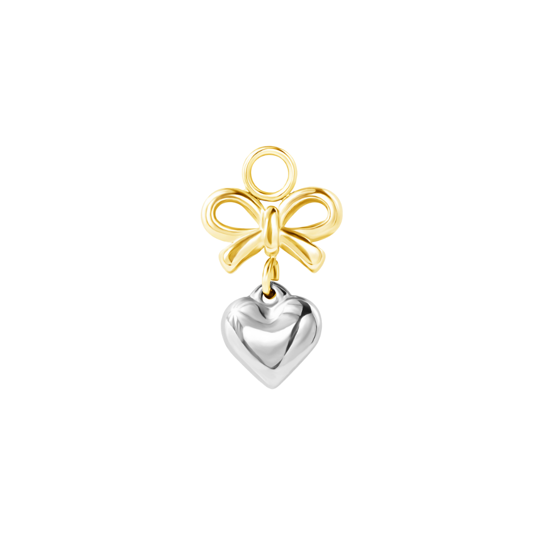 Two Tone Ribbon Heart Charm – Stay Golden HI Jewelry